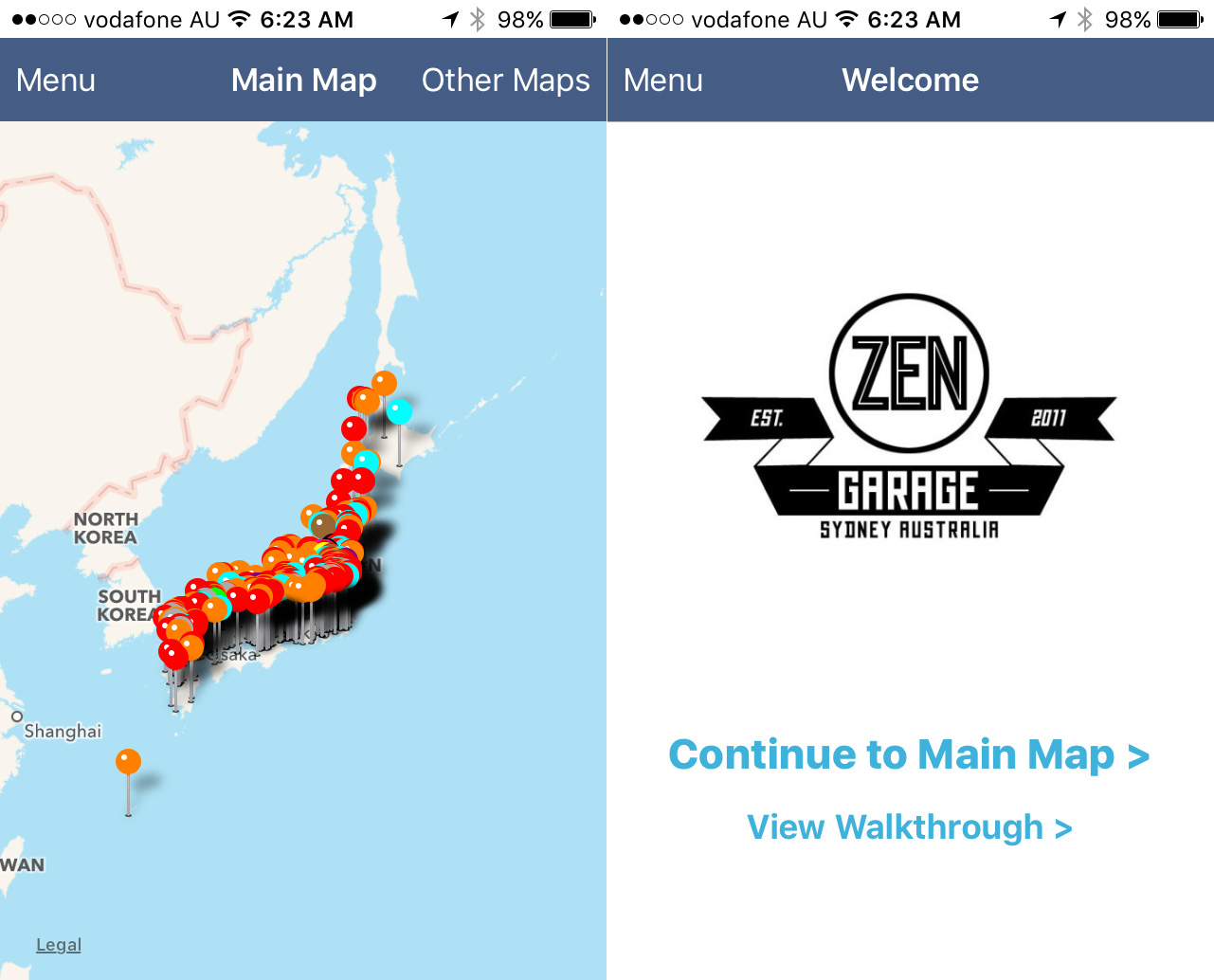 JDM Maps iOS App - Zen Garage